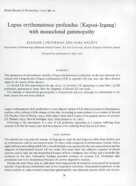 (PDF) Lupus erythematosus profundus (Kaposi-Irgang) with monoclonal ...