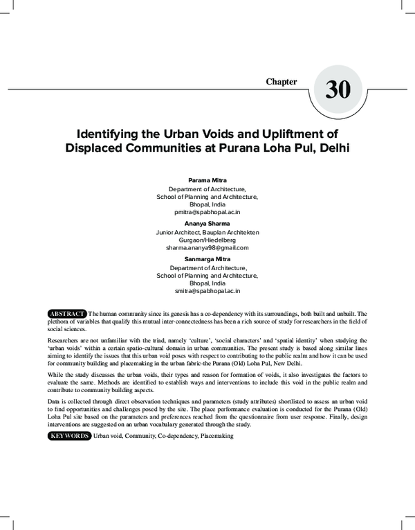 (PDF) Identifying the Urban Voids and Upliftment of Displaced ...