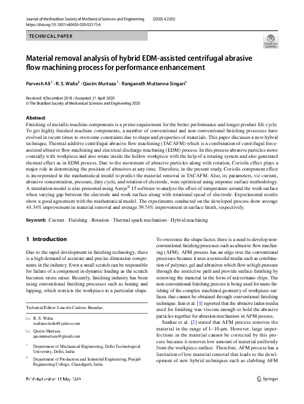 (PDF) Material removal analysis of hybrid EDM-assisted centrifugal abrasive flow machining ...