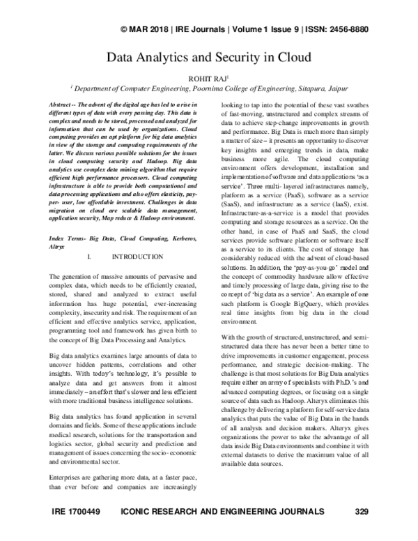 (PDF) Data Analytics And Security In Cloud