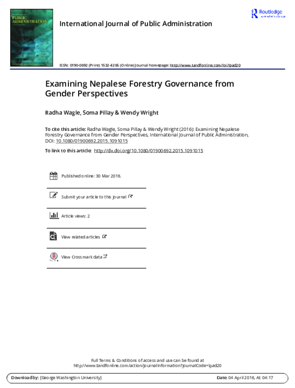(PDF) Examining Nepalese Forestry Governance from Gender Perspectives