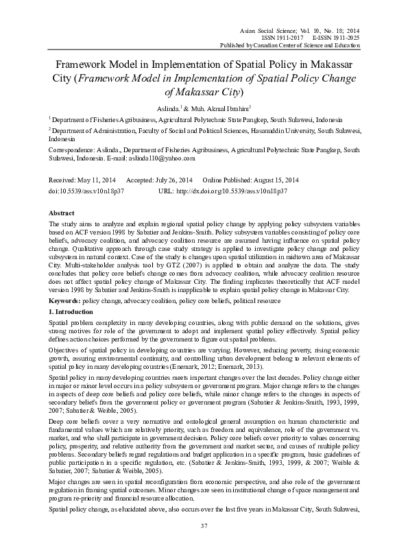 (PDF) Spatial Policy Change Framework for Makassar