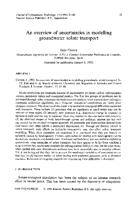 (PDF) An overview of uncertainties in modelling groundwater solute ...