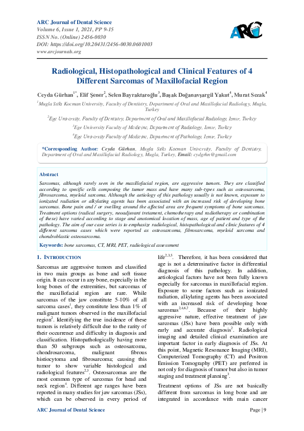 (PDF) Radiological, Histopathological and Clinical Features of 4 ...