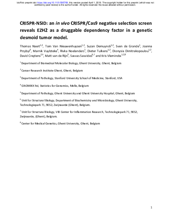 (PDF) CRISPR-NSID: an in vivo CRISPR/Cas9 negative selection screen ...