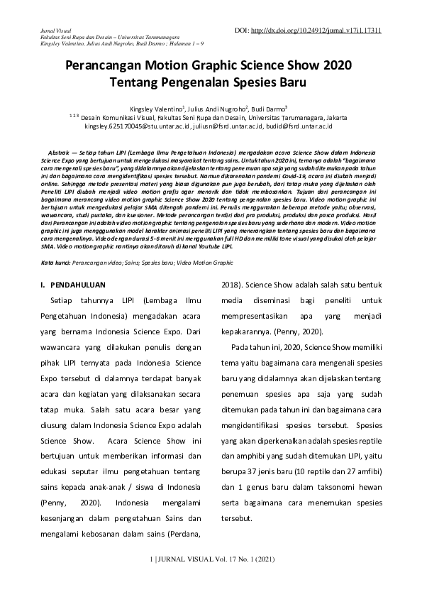 (PDF) Perancangan Motion Graphic Science Show