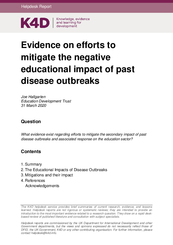 (PDF) Evidence on Efforts to Mitigate the Negative Educational Impact ...