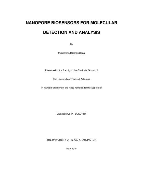 Pdf Nanopore Biosensors For Molecular Detection And Analysis