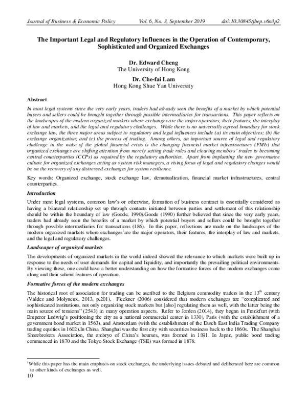 (PDF) The Important Legal and Regulatory Influences in the Operation of ...