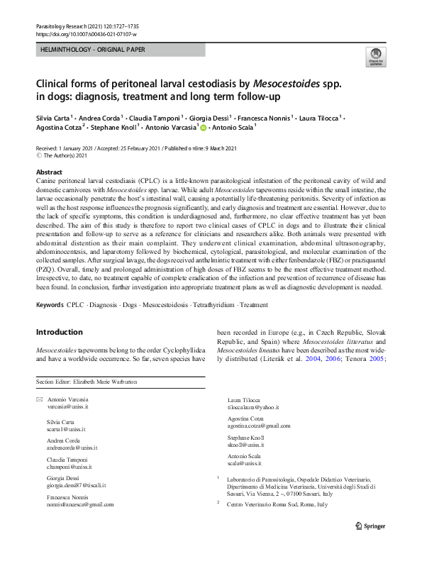 (PDF) Clinical forms of peritoneal larval cestodiasis by Mesocestoides ...