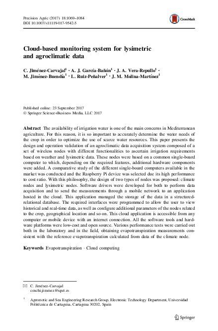 (PDF) Cloud-based monitoring system for lysimetric and agroclimatic data