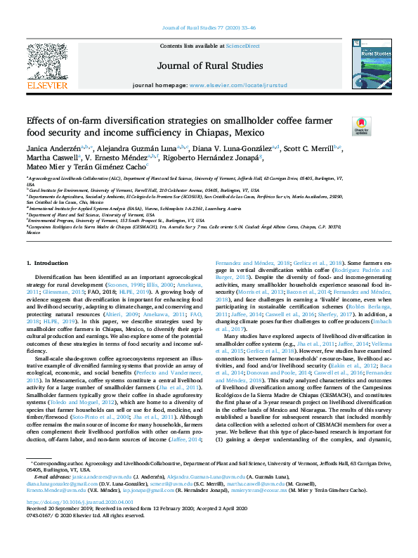 (PDF) Effects of on-farm diversification strategies on smallholder ...
