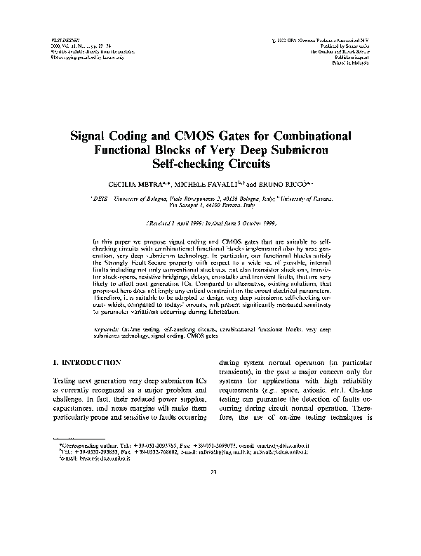 Pdf Signal Coding And Cmos Gates For Combinational Functional Blocks 7375