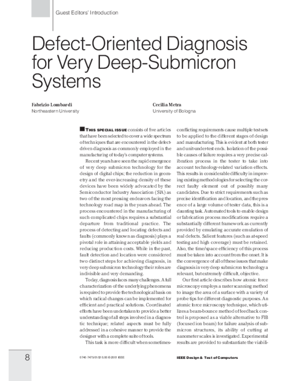 (PDF) Defect-oriented diagnosis for very deep-submicron systems