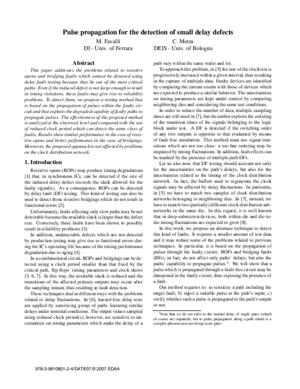 (PDF) Pulse Propagation for Detecting Delay Defects
