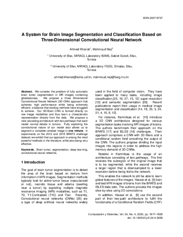 Pdf A System For Brain Image Segmentation And Classification Based On Three Dimensional