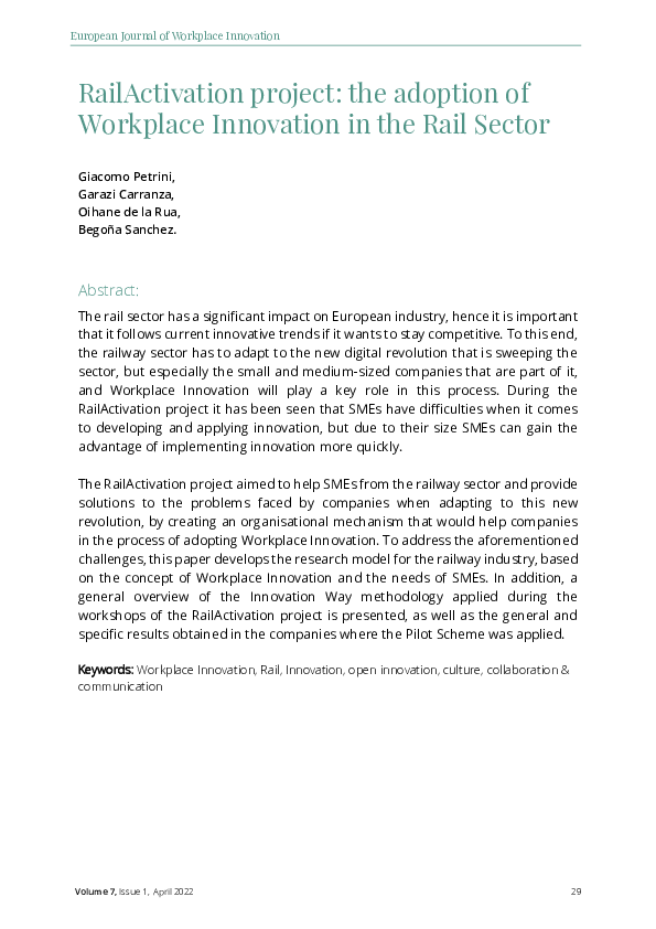 (PDF) RailActivation project: the adoption of Workplace Innovation in ...