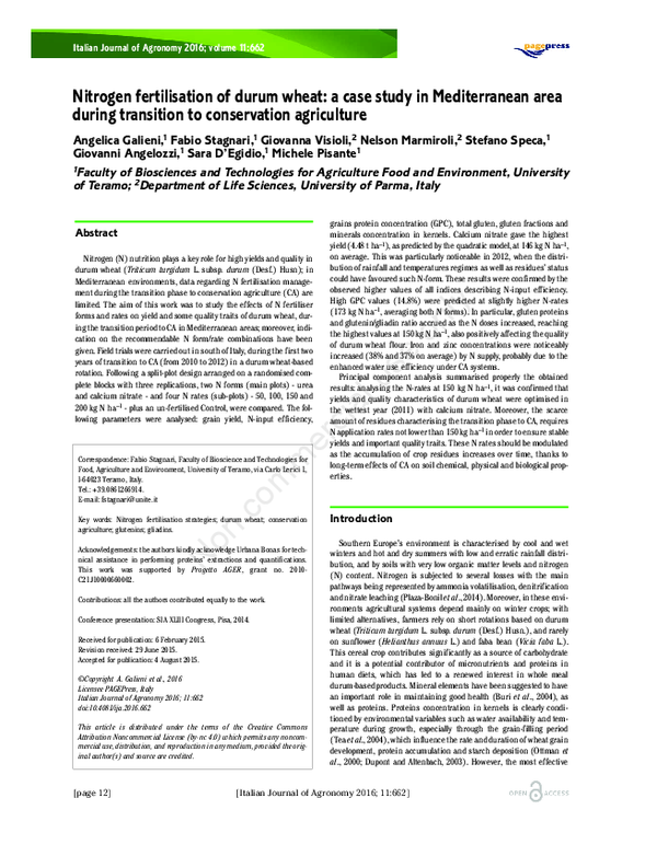 (PDF) Nitrogen fertilisation of durum wheat: a case study in ...