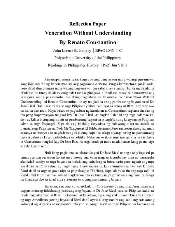 (PDF) Veneration Without Understanding By Renato Constantino