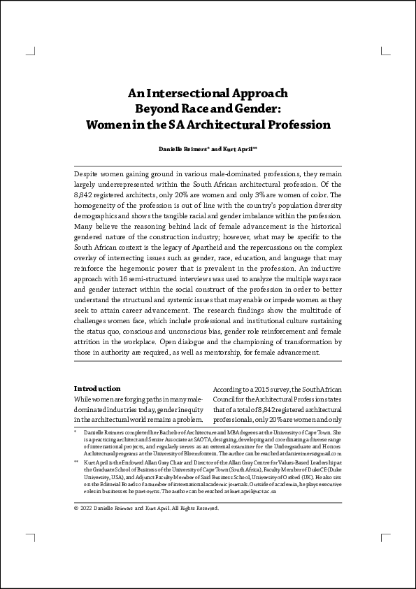 (PDF) An Intersectional Approach Beyond Race and Gender: Women in the ...