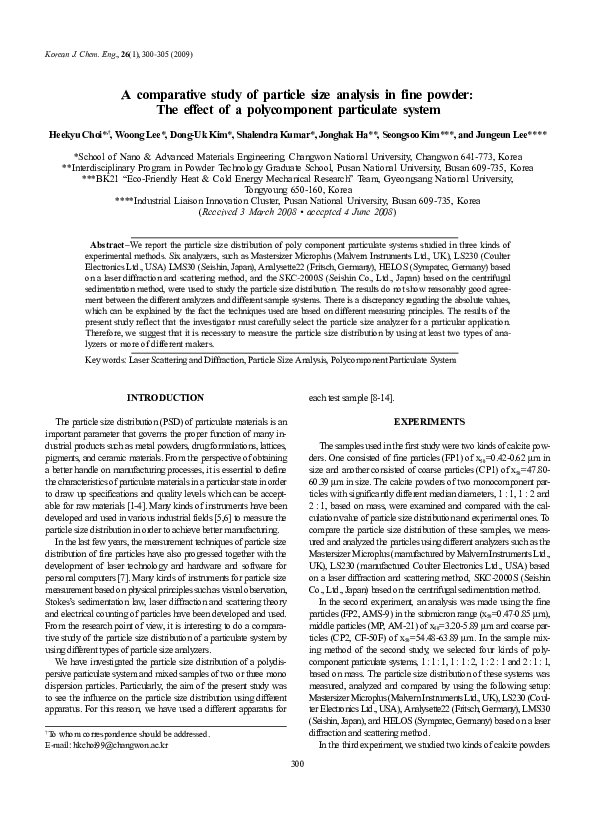 (PDF) A comparative study of particle size analysis in fine powder: The effect of a ...