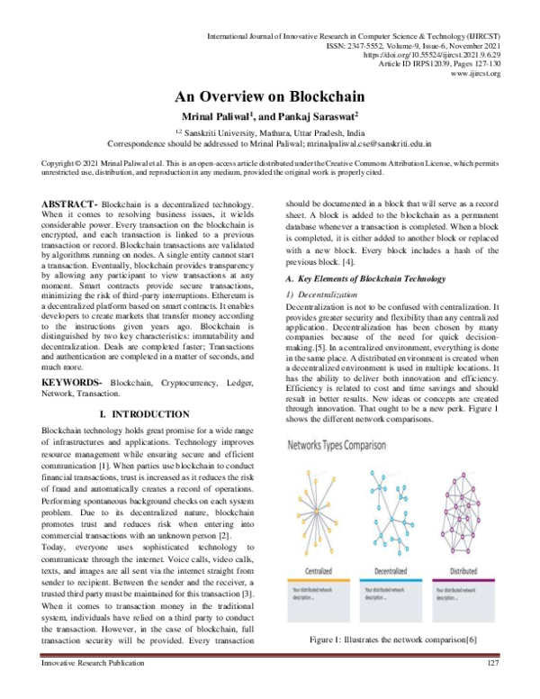 (PDF) An Overview on Blockchain | Mrinal Paliwal - Academia.edu