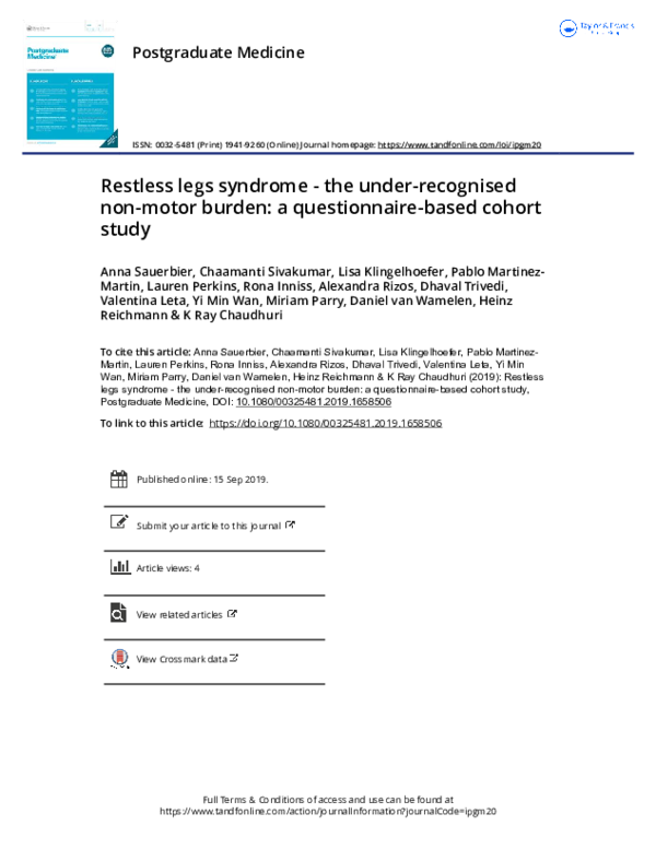 (PDF) Restless legs syndrome - the under-recognised non-motor burden: a ...