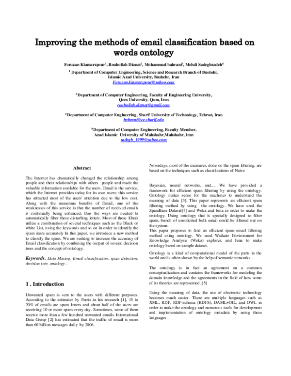 (PDF) Improving the methods of email classification based on words ...