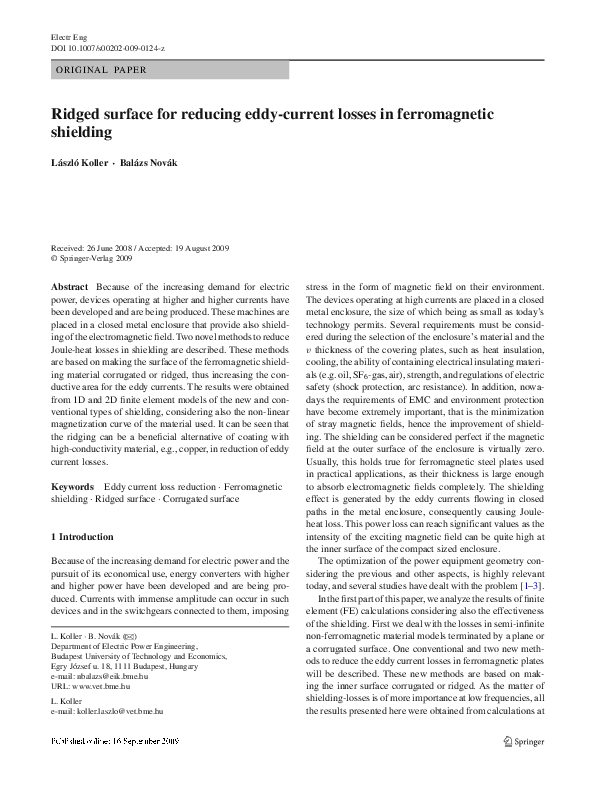 (PDF) Ridged surface for reducing eddy-current losses in ferromagnetic ...