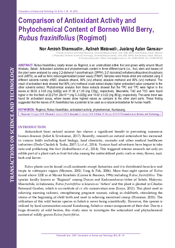 (PDF) Comparison of Antioxidant Activity and Phytochemical Content of ...