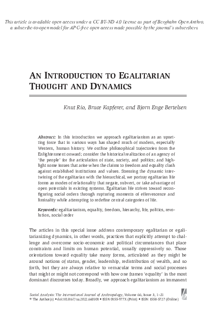 (PDF) An Introduction to Egalitarian Thought and Dynamics