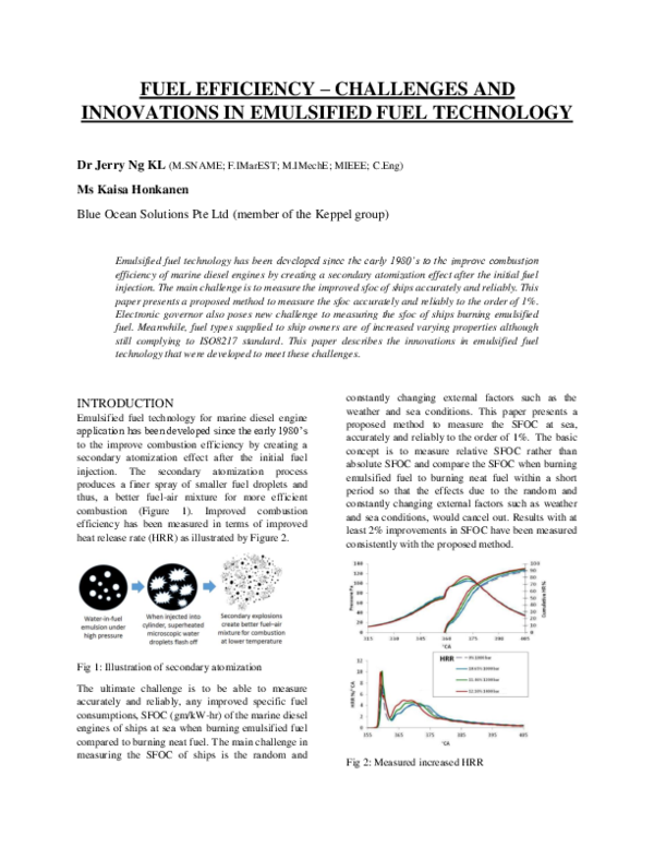 (PDF) Fuel Efficiency – Challenges and Innovations in Emulsified Fuel ...