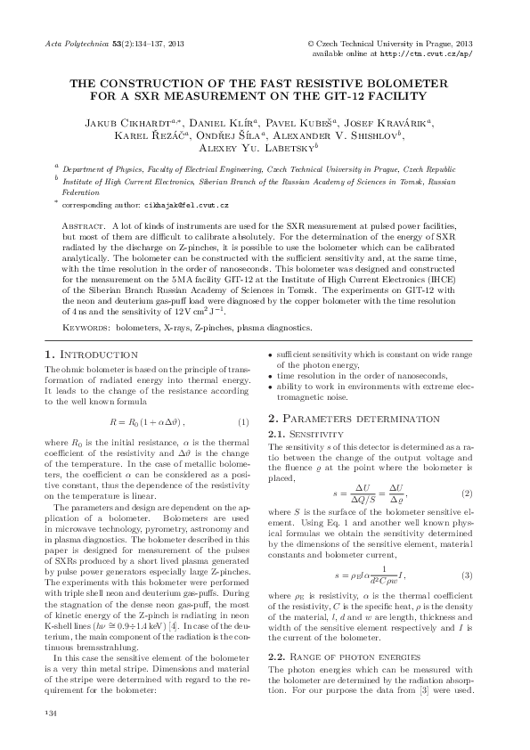 (PDF) The Construction of the Fast Resistive Bolometer for a SXR ...