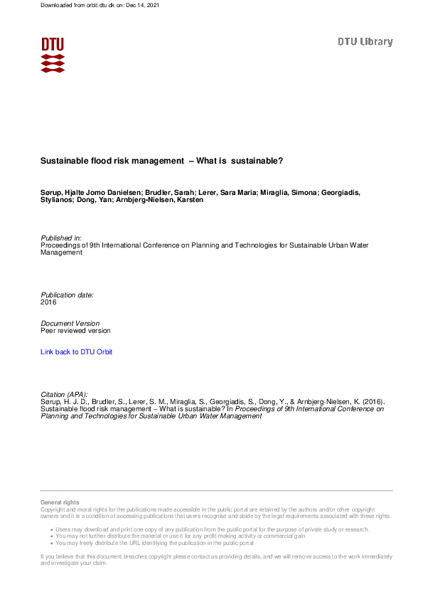 (PDF) Sustainable flood risk management – What is sustainable?
