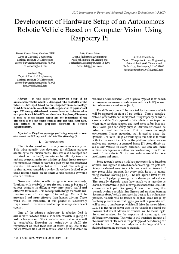 Pdf Development Of Hardware Setup Of An Autonomous Robotic Vehicle