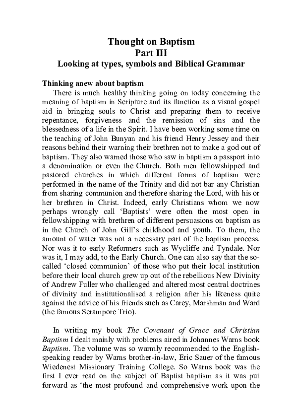 (DOC) Thought on Baptism Part III