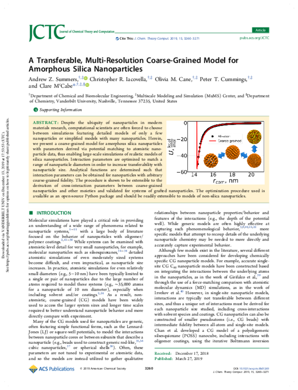 (PDF) A Transferable, Multi-Resolution Coarse-Grained Model for Amorphous Silica Nanoparticles