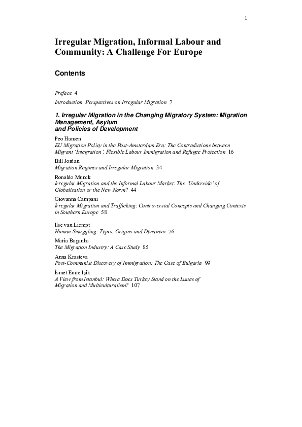 (PDF) Irregular Migration, Informal Labour and Community: A Challenge for Europe
