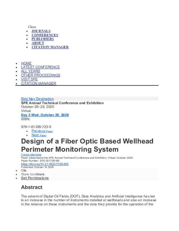 (PDF) Design of a Fiber Optic Based Wellhead Perimeter Monitoring System