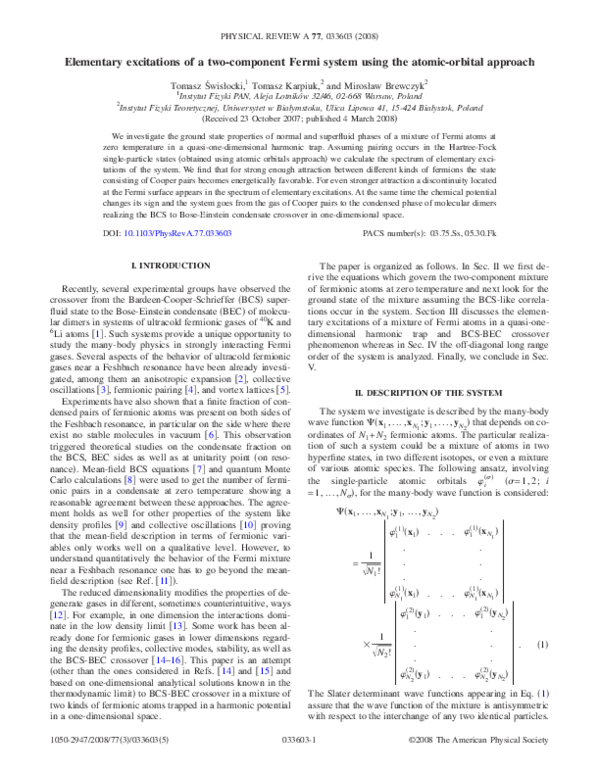 (PDF) Elementary excitations of a two-component Fermi system using the ...