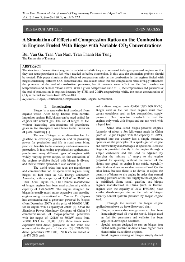Pdf A Simulation Of Effects Of Compression Ratios On The Combustion In Engines Fueled With