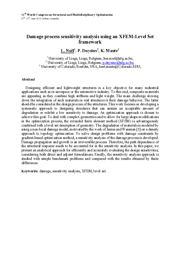 (PDF) Damage process sensitivity analysis using an XFEM-Level Set ...