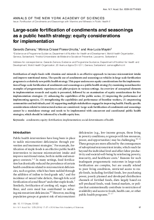 (PDF) Large-scale fortification of condiments and seasonings as a public health strategy: equity ...