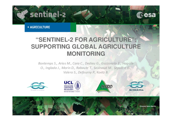 (PDF) “Sentinel-2 for agriculture”: Supporting global agriculture ...