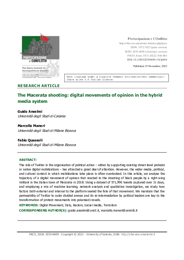 (PDF) The Macerata shooting: digital movements of opinion in the hybrid ...