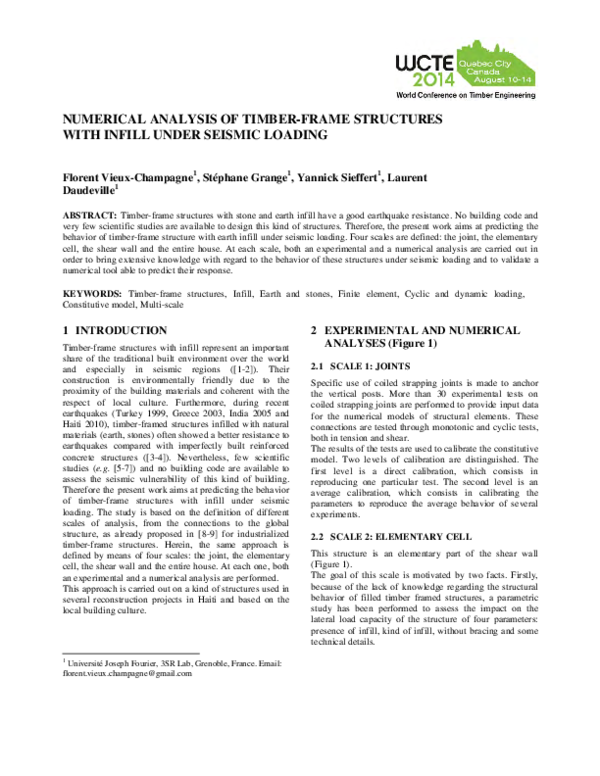 (PDF) Numerical Analysis of Timber-Frame Structures with Infill Under ...