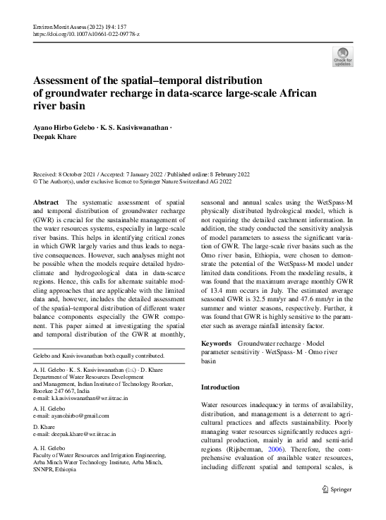 (PDF) Assessment of the spatial–temporal distribution of groundwater recharge in data-scarce ...