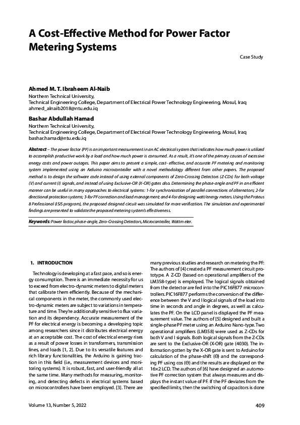 (PDF) A Cost-Effective Method for Power Factor Metering Systems 409 ...