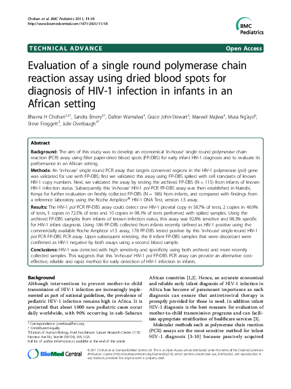 (PDF) Evaluation of a single round polymerase chain reaction assay ...