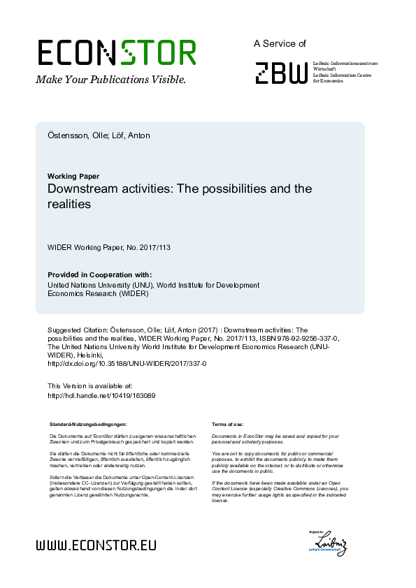 (PDF) Downstream activities: The possibilities and the realities